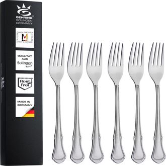 Gehring Gehring Solingen Chippendale Dessertgabeln 6 St&uuml;ck I Edelstahl Besteck Set 6 Personen I sp&uuml;lmaschinengeeignet I Made in Germany