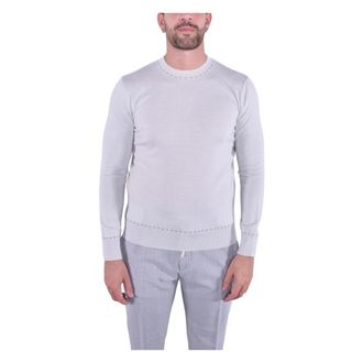 Eleventy Homme, Pulls, Blanc, Taille: M Pull en laine cousue