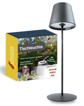Schwaiger Tischleuchte mit Touchsteuerung aus Metall Wei&szlig;/Schwarz (Anthrazit Kunststoff)