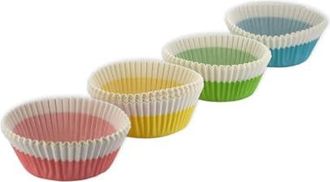 Zenker 684848 Lot de 100 barquettes alimentaires jetables, moules à muffin, moule à gâteau, barquettes jetables, Papier, Jaune, Rose, Bleu, Vert, 5 cm