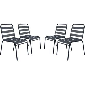 Habitat et Jardin Habitat Et Jardin - Lot de 4 chaises de jardin en métal empilables Bilbao - Gris