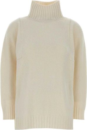 Max Mara Femme, Pulls, Blanc, Taille: 36 FR Aceti Col roul&eacute;