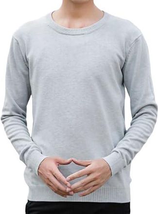 Generic Pull tricoté en cachemire mélangé à manches longues pour homme - Chaud - Solide - Col rond - Pull thermique décontracté, bleu 1, S