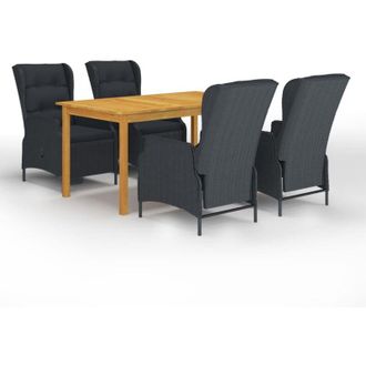 vidaXL 5-tlg. Garten-Essgruppe Dunkelgrau Vidaxl