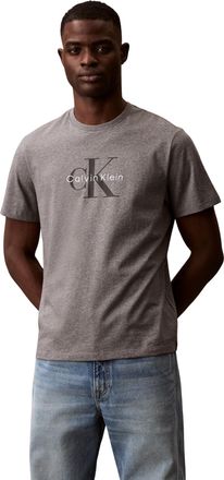 Calvin Klein Herren T-Shirt Kurzarm Monologo Tee aus Baumwolle, Grau (Med Grey Htr), XL