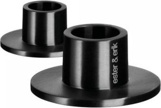Ester & Erik Candleholders small, Black, Matt, 2 St&uuml;ck [Set]