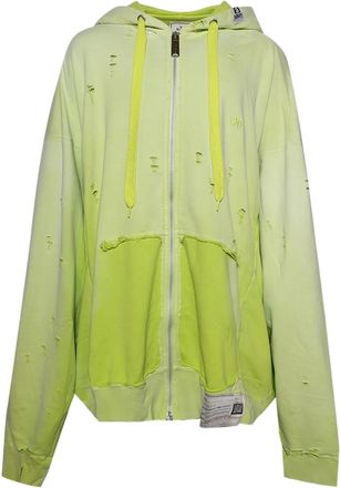 Miharayasuhiro hoodie zippé à effet usé - Jaune