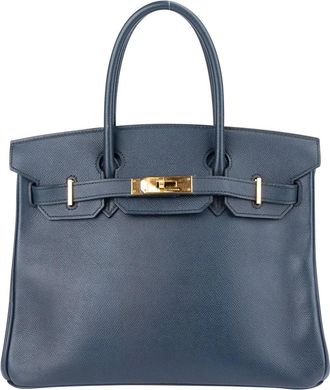 Herm&egrave;s Crossbody Bags - Hermes Bleu Epsom Leather Birkin 30 Handbag - Gr. unisize - in Blau - f&uuml;r Damen