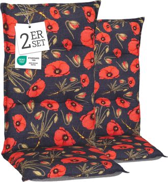 Beo Turin Hochlehner Gartenstuhl-Auflagen 2er Set | Waschbar bei 30°C | UV-beständig & Atmungsaktiv | Made in EU, Öko-Tex Standard | Extra Dicke Sitzkisse