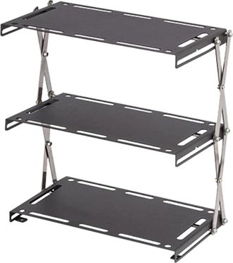 Generic Camping Regale,3-Etagen Klappbarer Tisch Aus Edelstahl Für Die Präsentation | Picknickgestell Für Den Außenbereich - Für Küche Picknick Angeln Garten 