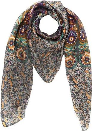 Freak Scene Foulard en coton Mandala vert orange 100x100cm &eacute;charpe carr&eacute;e