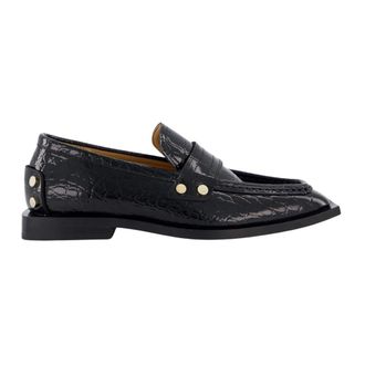 Ganni Schwarze Croco Loafers f&uuml;r Damen - - Shoes - Damen - Schwarzk - 39 EU
