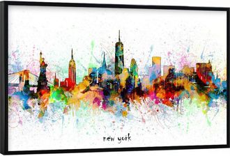 artboxONE Poster mit schwarzem Rahmen 45x30 cm Städte New York Skyline Artistic - Bild New York City Cityscape