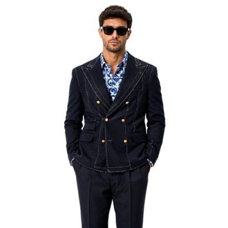 Dolce & Gabbana Homme, Costumes, Bleu, Taille: M Veste Crois&eacute;e