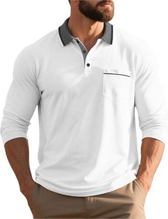 Generic Haut basique boutonn&eacute; classique pour homme, chemise boutonn&eacute;e vintage d&eacute;contract&eacute;e l&eacute;g&egrave;re et respirante, t-shirts dext&eacute;rieur, blanc, 3XL