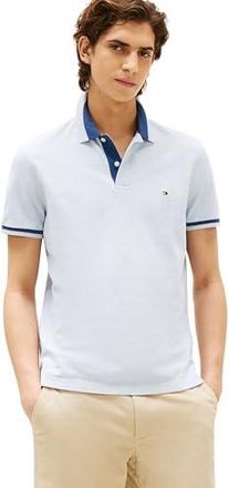 Tommy Hilfiger Polo Manches Courtes Homme Contrast Collar Block Regular Fit, Bleu (Heathered Blue Bros B0802), XXL