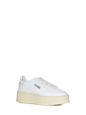Autry Womens Leather Sneakers With Platform Sole White Trainers