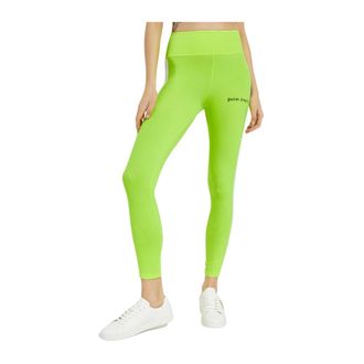 Palm Angels Neongr&uuml;ne Logo Leggings - - Trousers - Damen - Gr&uuml;n - XS
