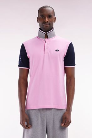 Eden Park Polo &Agrave; Manches Courtes En Piqu&eacute; Coton Rose Broderie 10 Manche Coupe Droite