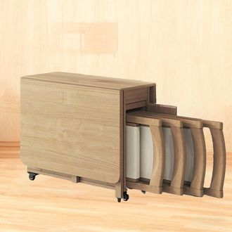 Generic Klapptisch aus massivem Holz, Esstisch-Set mit 4 St&uuml;hlen, Aufbewahrungsschublade, K&uuml;chentheke f&uuml;r Zuhause, Esszimmer, Wohnzimmer, platzsparend