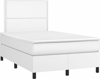 vidaXL Boxspringbett mit Matratze & led Weiß 120x200 cm Kunstleder Vidaxl 279327
