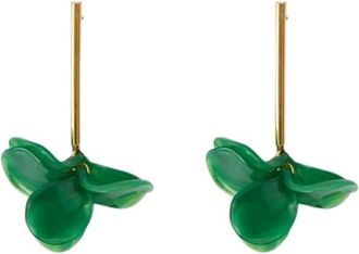 Malababa Femme, Accessoires, Vert, Taille: ONE Size Longues boucles doreilles motif p&eacute;tales