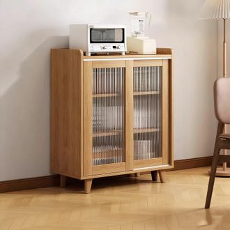 Generic Sideboard mit ger&auml;umiger Arbeitsplatte, Schubladen + offenen Regalen, 8,8 cm hohen Schrankbeinen, erh&auml;ltlich in Naturholz- oder Walnussoptik.(Natural 