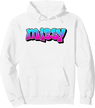 BDAZ Missy Graffiti Personalisierter Name Blau Rosa Frauen M&auml;dchen Pullover Hoodie
