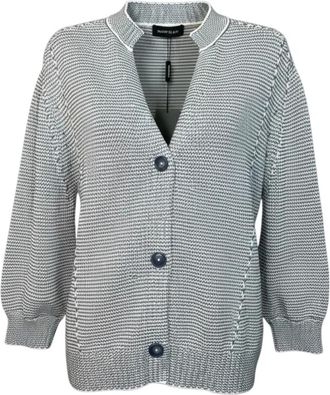 Repeat Femme, Pulls, Bleu, Taille: 44 FR Cardigan ray&eacute; en coton bicolore