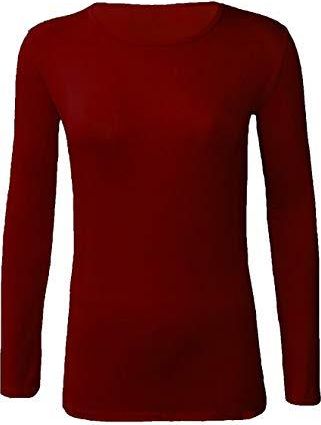 21Fashion T-shirt basique uni à manches longues pour enfants, pour femmes, filles, garçons, bordeaux, 48-50