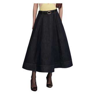 Self Portrait Ausgestellter Midirock - - Skirts - Damen - Blau - 2XS