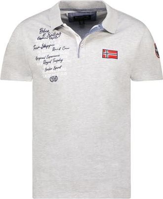 Geographical Norway Kancre Men - Polo Homme Classique - Polos Coton Manches Courtes Decontracte Col Bouton - Casual Shirt Tops Regular Classic - Printemps &Eacute;t&eacute; (Gris Clair