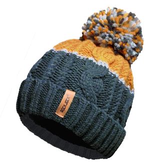 RockJock Unisex Herren Damen Warm Winter Chunky Color Block Ski Bommel Bommelm&uuml;tze mit Kuscheligem Thermo Teddy Fleece Liner