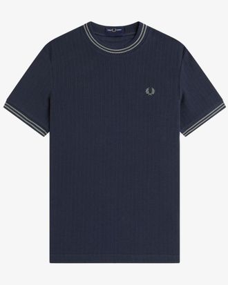 Fred Perry Heavy T-Shirt mit Struktur und Streifenakzenten in