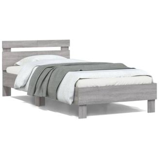 vidaXL Cadre de lit t&ecirc;te de lit et lumi&egrave;res led sonoma gris 100x200 cm