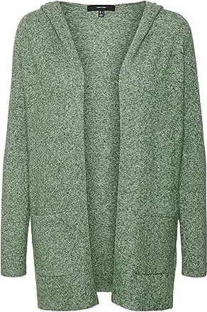 Vero Moda Cardigan à Capuche Ouvert pour Femme, Vert strié - Détails : mélange Noir, XL