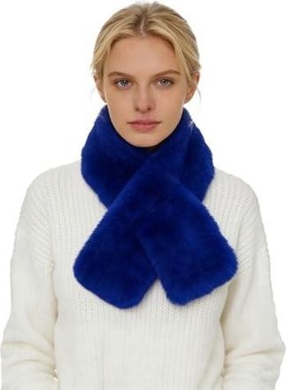 Lina & Lily &Eacute;charpe &agrave; Col en Fausse Fourrure pour Femme Hiver (Bleu Royal)