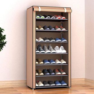 Trade Shop Trade Shop Traesio - Trade Shop - Schuhregal, platzsparend, Kleiderschrank, 60 x 30 x 122 cm, Stoffbezug, Schuhe, Verschluss