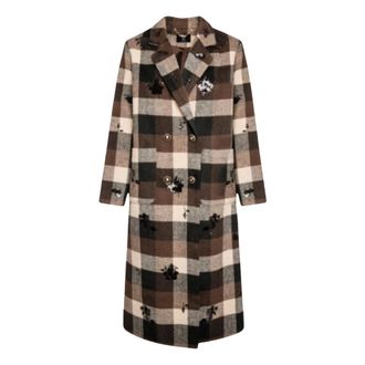 Fracomina Manteau Long &agrave; Carreaux - Femme - Manteaux - Brun - Taille: 40 FR