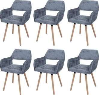 Mendler Lot de 6 chaises de salle &agrave; manger HWC-A50 II, chaise de cuisine rembourr&eacute;e, bois tissu/textile chenille (465g/m&sup2;) MVG