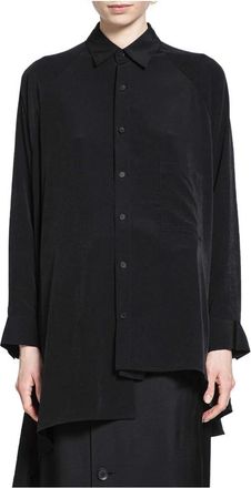 Yohji Yamamoto Femme, Blouses et Chemises, Noir, Taille: 38 FR Chemisier &eacute;l&eacute;gant &agrave; manches longues Raglan