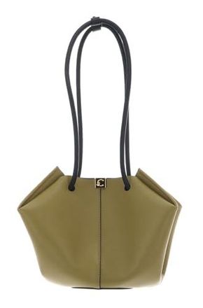 Coccinelle Cuir sac &agrave; main sac &agrave; &eacute;paule Kamy Handbag Smooth Leather Seagrass/Noir kaki