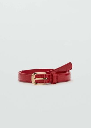 Mango Ceinture fine effet cuir croco rouge - Femme - XL - MANGO