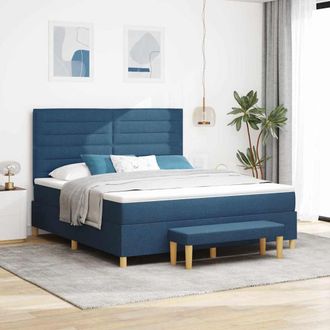 vidaXL Letto A Molle Con Testiera Blu 200 X 180 Cm Tessuto Vidaxl