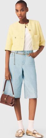 Maje Kurz&auml;rmelige Tweed-jacke - Gelb - Maje