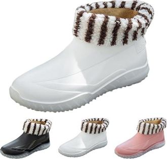 Generic Wellies Bottes de pluie &agrave; enfiler en caoutchouc pour femme - Chaudes - Avec doublure en peluche - Imperm&eacute;ables - Antid&eacute;rapantes - Pour le jardin, la p
