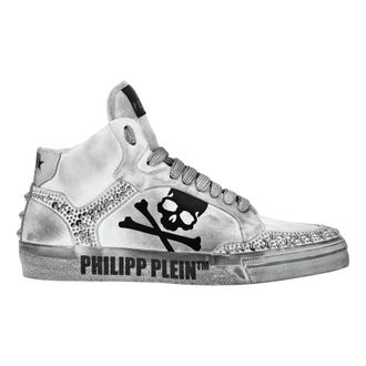Philipp Plein unisex, Chaussures, Blanc, Taille: 38 EU Baskets montantes en cuir Nappa &agrave; clous Retrokickz TM