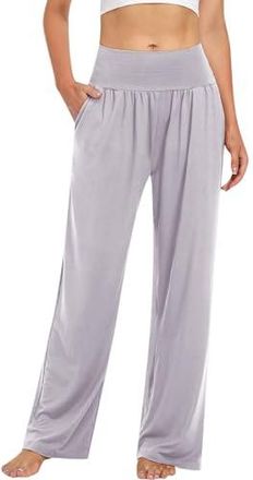 Generic Pantalon de jogging d&eacute;contract&eacute; et ample pour femme avec jambes larges, pantalon de yoga confortable, pantalon de sport taille haute avec leggings pai