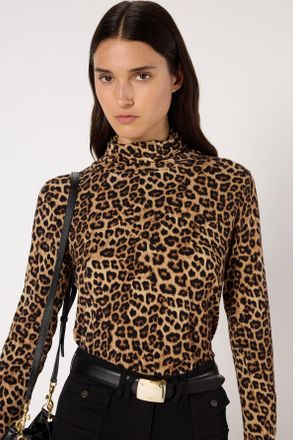 Gerard Darel Col montant imprim&eacute; l&eacute;opard - HELENE - Camel