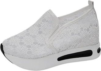 Generic Baskets orthop&eacute;diques pour femme - Broderie florale - Respirantes - Bout rond - Chaussures compens&eacute;es habill&eacute;es et d&eacute;contract&eacute;es - Chaussures de march